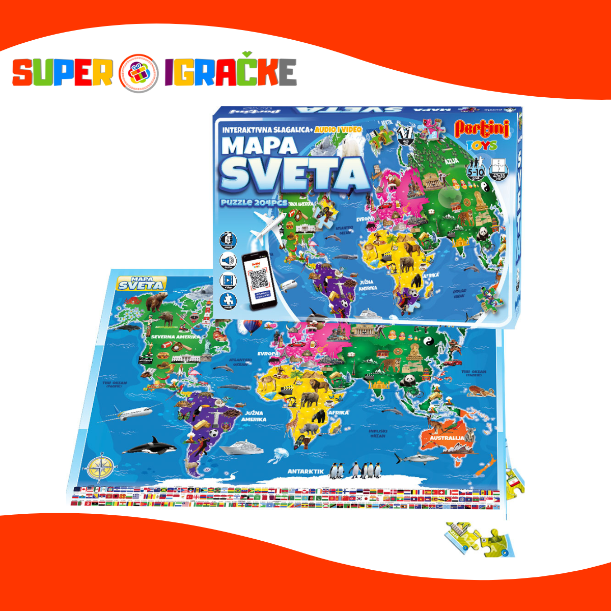 Interaktivna slagalica - Mapa sveta | Super Igračke