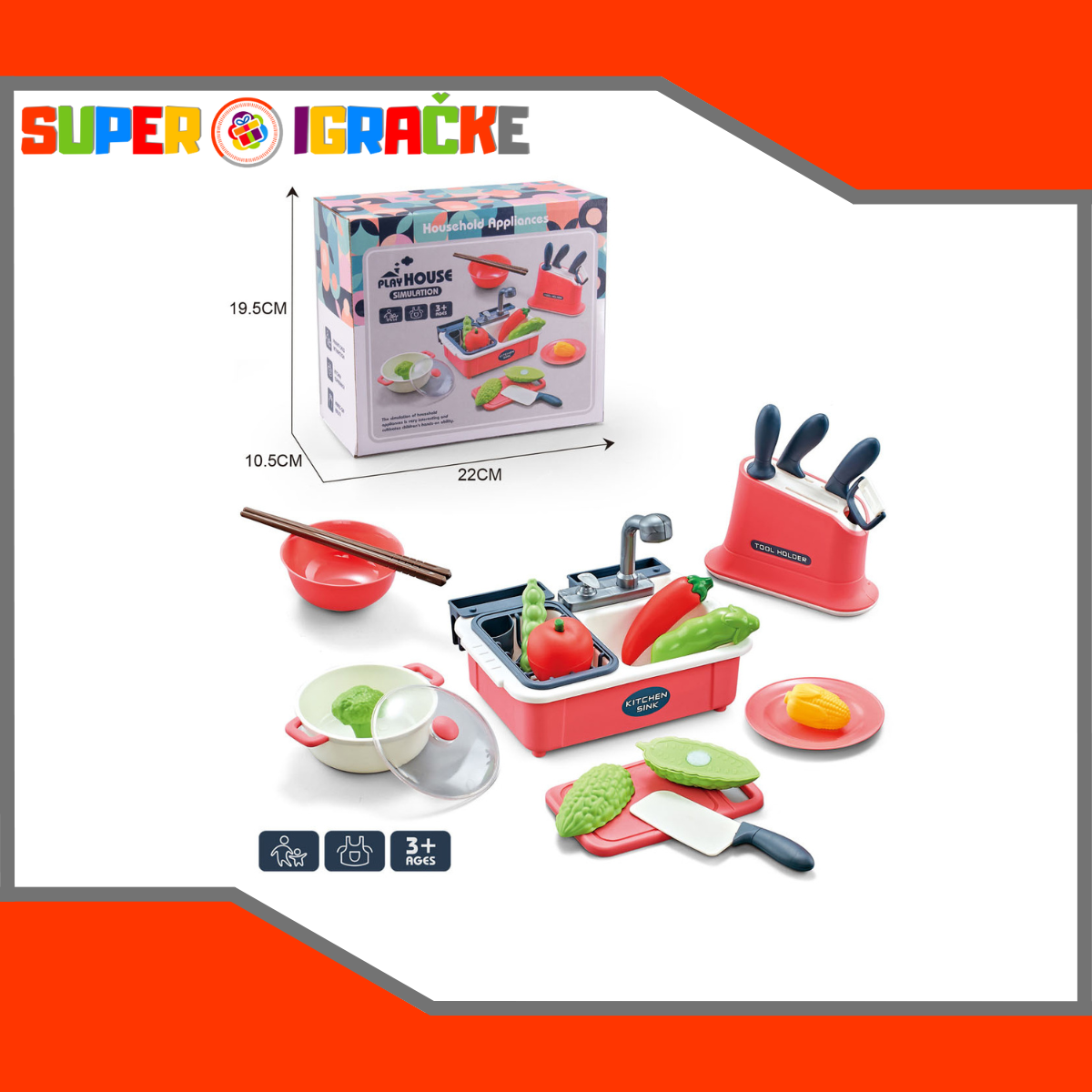 Mini kuhinja set (sudopera, sudovi, povrće) | Super Igračke